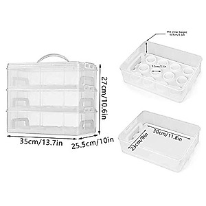 ZOAJU Plastic Cupcake Carrier, 3 tier Stackable Layer Insert Cupcake Holder for 36 Cupcakes or 3 Large Rectangular Cakes for Cookie, Muffin or Cake