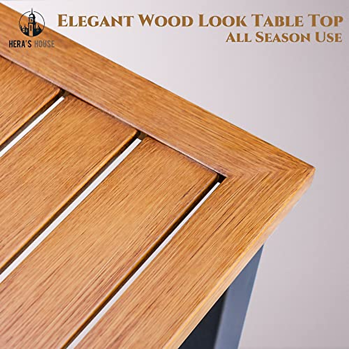 HERA'S HOUSE 7 Pieces Patio Dining Set, 60" Wood Look Table, 4 Metal Chairs and 2 Swivel Chairs, 6-Person Outdoor Table and Chairs Set for Lawn Garden Backyard