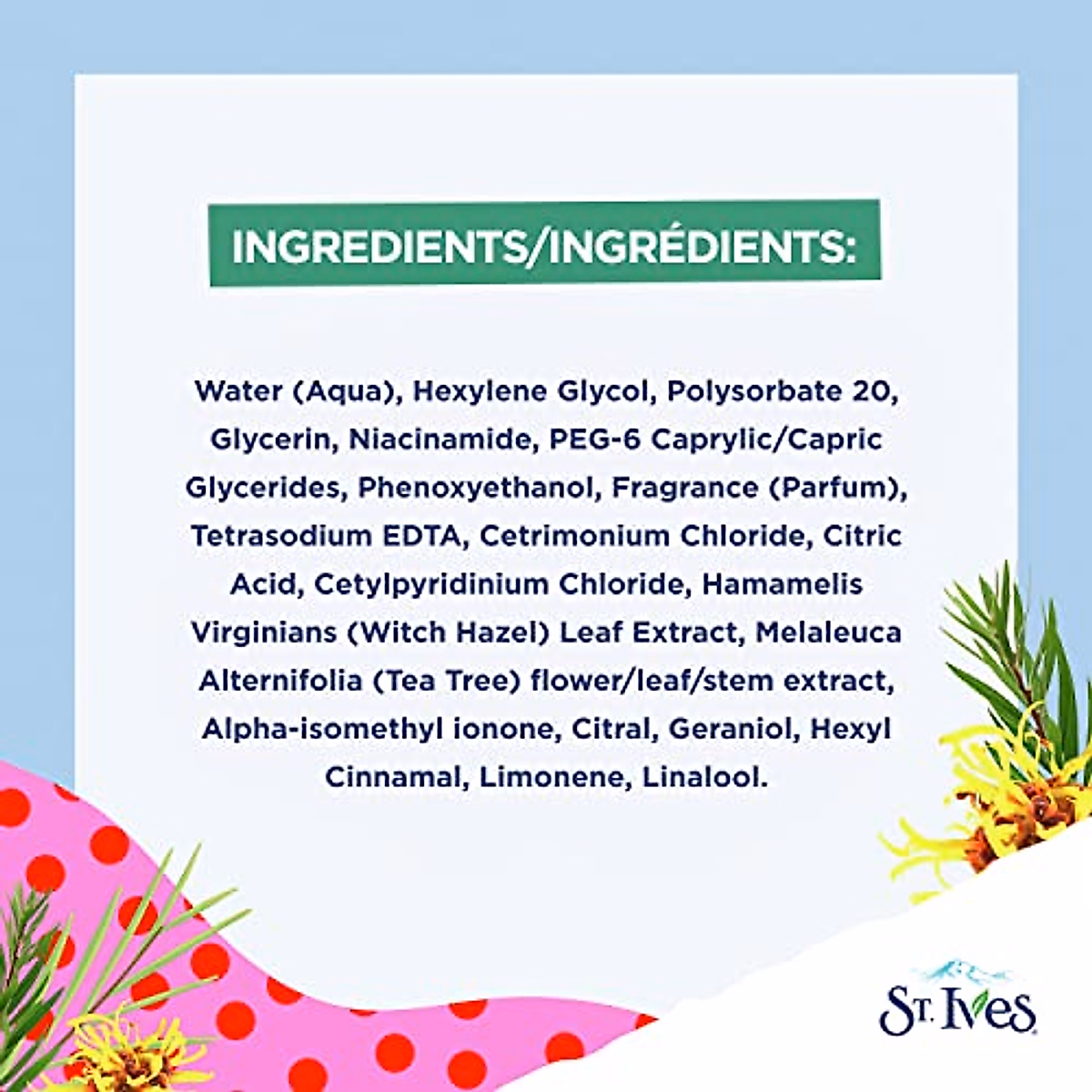 St.Ives Solutions 3-in-1 Face Toner For Combination to Oily and Acne Prone Skin Clear Skin Made with 100 percent Natural Tea Tree Extract, Vitamin B3, Micellar Water Technology, and Witch Hazel 8.5 oz