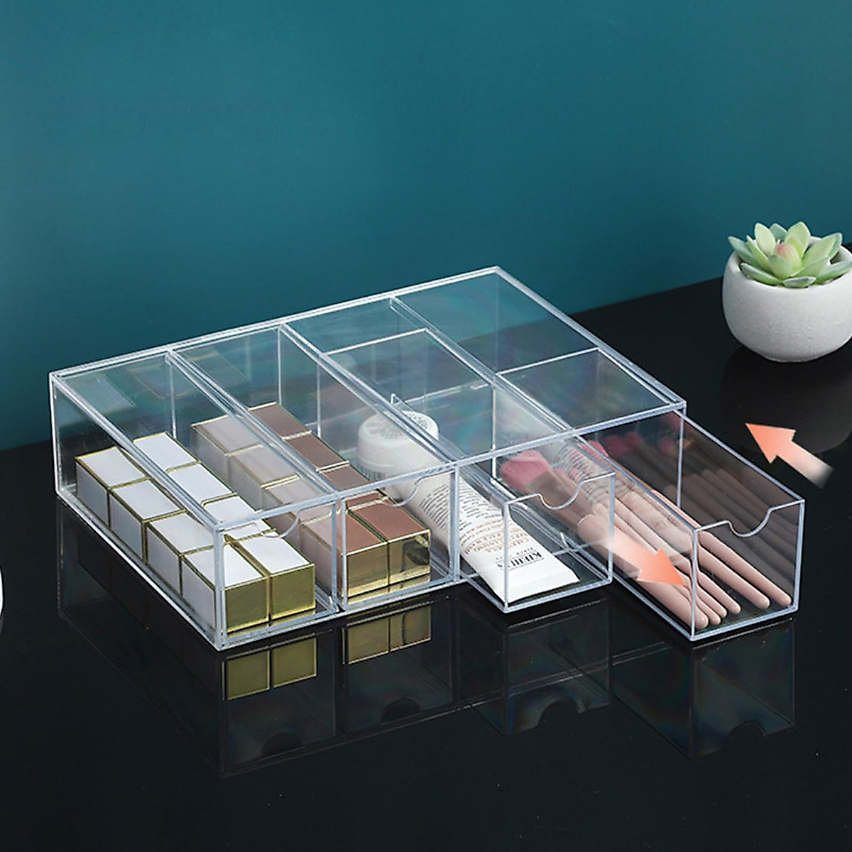 BYNNIX Transparent Dustproof Sunglasses Storage Box With 4 Layer Acrylic Drawers Eyewear Organizer Container Holder Eyewear Accessories Holder