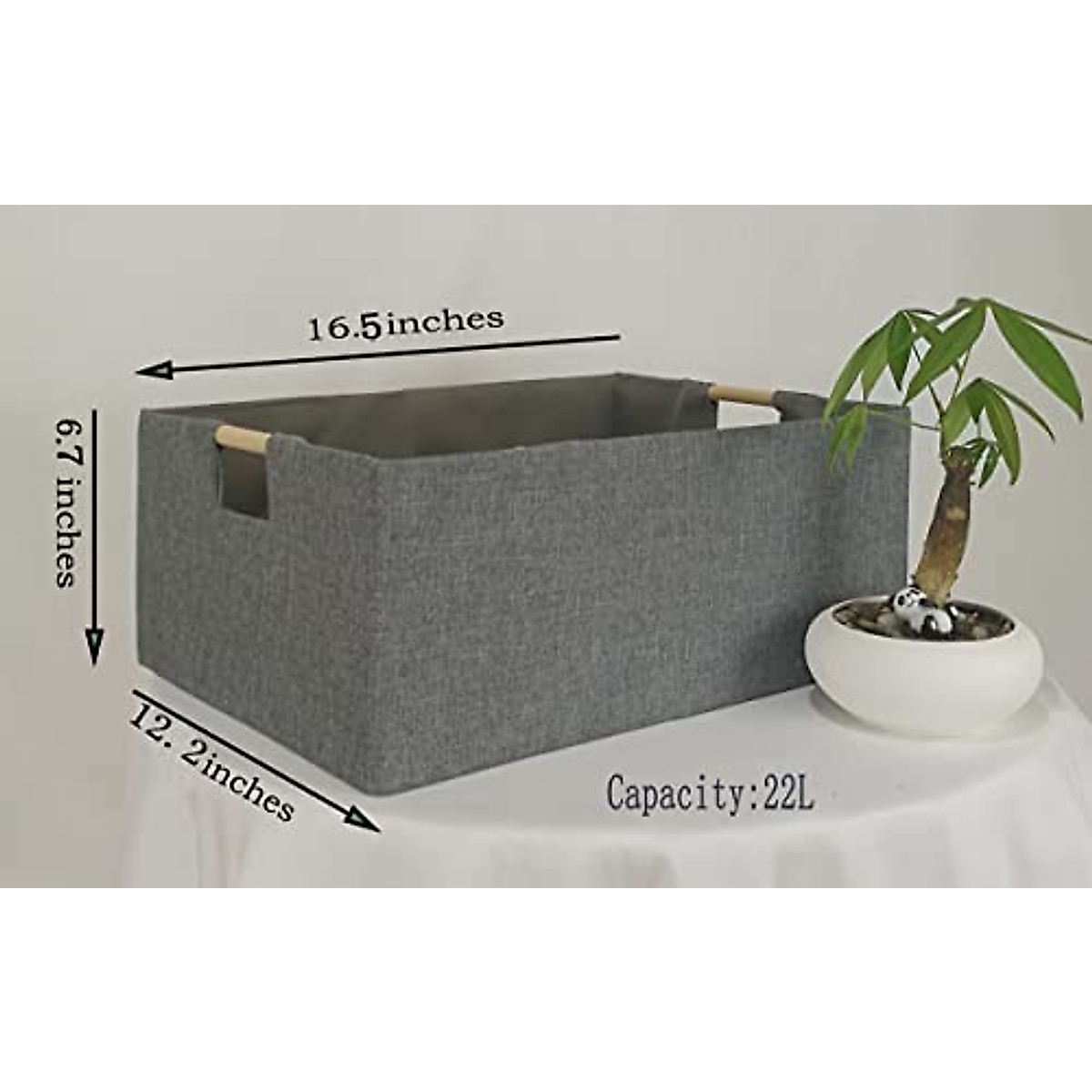 FUULOXE Storage Bin for Shelves Rectangle Closet Baskets Foldable Toy Box with Handles and Sturdy Cardboard for Nursery Home Office Car Dormroom(Grey)