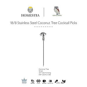 Homestia 6Pcs Metal Cocktail Picks for Drinks, Palm Tree Martini Picks Olive Martini Picks Cocktail Accessories for Drinks, 4.7" Retro Art Deco Cocktail Toothpicks Cocktail Garnish Cocktail Swords