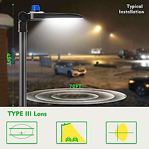 bulbeats 320W LED Parking Lot Light (44800lm Eqv 1200W HPS) SlipFitter Mount LED Pole Light, Dusk to Dawn IP65 Parking Lot Lights Commercia Energy Saving Upto 2400KW*2/Y(5Hrs/Day)-2Pack