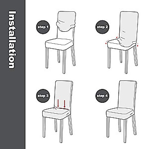 Argstar 8 Pack Jacquard Chair Covers, Stretch Armless Chair Slipcover for Dining Room Seat Cushion, Spandex Kitchen Parson Chair Protector Cover, Removable & Washable, Jacquard Dark Grey