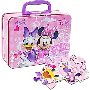 Disney Minnie Mouse Backpack and Lunch Box Bundle Set for Preschool Toddlers ~ Deluxe 11" Minnie Mouse Mini Backpack, Minnie Lunch Tin with 24 Pc Puzzle, Stickers (Minnie Mouse School Supplies)