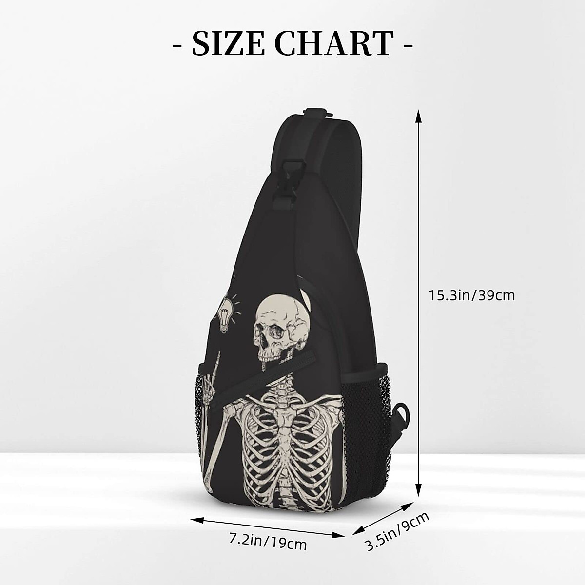 Yamegoun Funny Skull Sling Bag Backpack Women Men Crossbody Shoulder Chest Bag Unisex for Travel Casual Hiking with Adjustable Strap