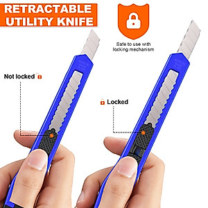 120 Utility Knife Box Cutters Utility Knife Retractable 9 mm Wide Blade Retractable Knife with Safety Lock Compact Box Cutter Knife Replacement for Home Office Arts Crafts Hobby