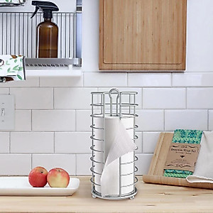 Kerisgo Toilet Paper Holder Stand, Freestanding Bathroom Toilet Paper Organizer, 3 Mega Roll Toilet Paper Holder for Under Sink, Vanity, Cabinet Shelf (Silver)