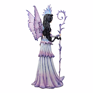 Ebros Large Amy Brown Spring Season Purple Lavender Fairy Holding Curling Magical Staff Statue 17.75" Tall Fantasy Mythical Faery Garden Magic Collectible Figurine Fairies Pixies Nymphs Decor