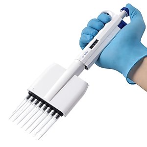 FOUR E'S SCIENTIFIC Multichannel Pipette 8 Channels Adjustable Volume Pipettor, 50-300uL