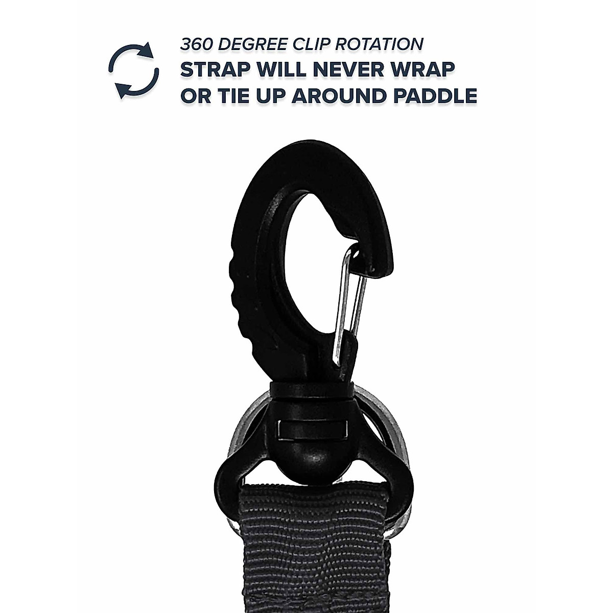 Rogue Endeavor 3-Point Stretch Paddle Leash for SUP (Stand Up Paddle Board), Kayak & Canoe. Center-Pivot for Easy Transition. Soft Nylon, Easy Stretch, 360 Swivels (Black)