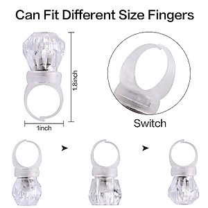 DAOKEY LED Light up Rings, Colorful Led Bumpy Plastic Diamond Rings Toys for Birthday Bachelorette Bridal Shower Gatsby Party Favors, Clear Case 30 Pack