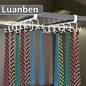Luanben 2 Pieces White Cabinet Mug Hooks 24 Pieces Double Row Hooks, can Hang Coffee Cups/Cup Holders Under Kitchen cabinets/Hand Towels/Scarves/Ties, etc., no Need to Drill Holes (2 pcs, White)