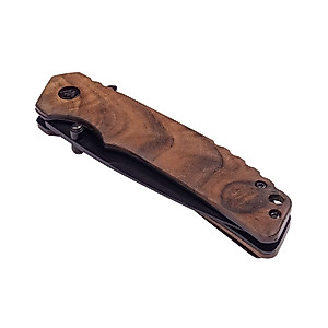 MOTEECRAG Walnut edc knife Wood handle folding pocket knife bulk edc mini flipper knife with Clip, Real Wood Handle for Men Women Everyday Carry for Indoor Outdoor Gift
