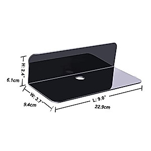 OKUMEYR 4pcs L-shaped Storage Rack Astetic Room Decor Adhesive Shelf Stick on Shelf Apothecary Jars with Lids Wall Floating Shelves Wall Hanging Decor Goblincore Room Decor Black