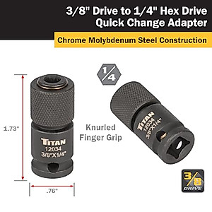 Titan 12034 3/8-Inch Drive to 1/4-Inch Hex Drive Quick Change Adapter
