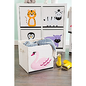 E-Living Store Collapsible Storage Bin Cube for Bedroom, Nursery, Playroom and More 13x13x13 - Swan