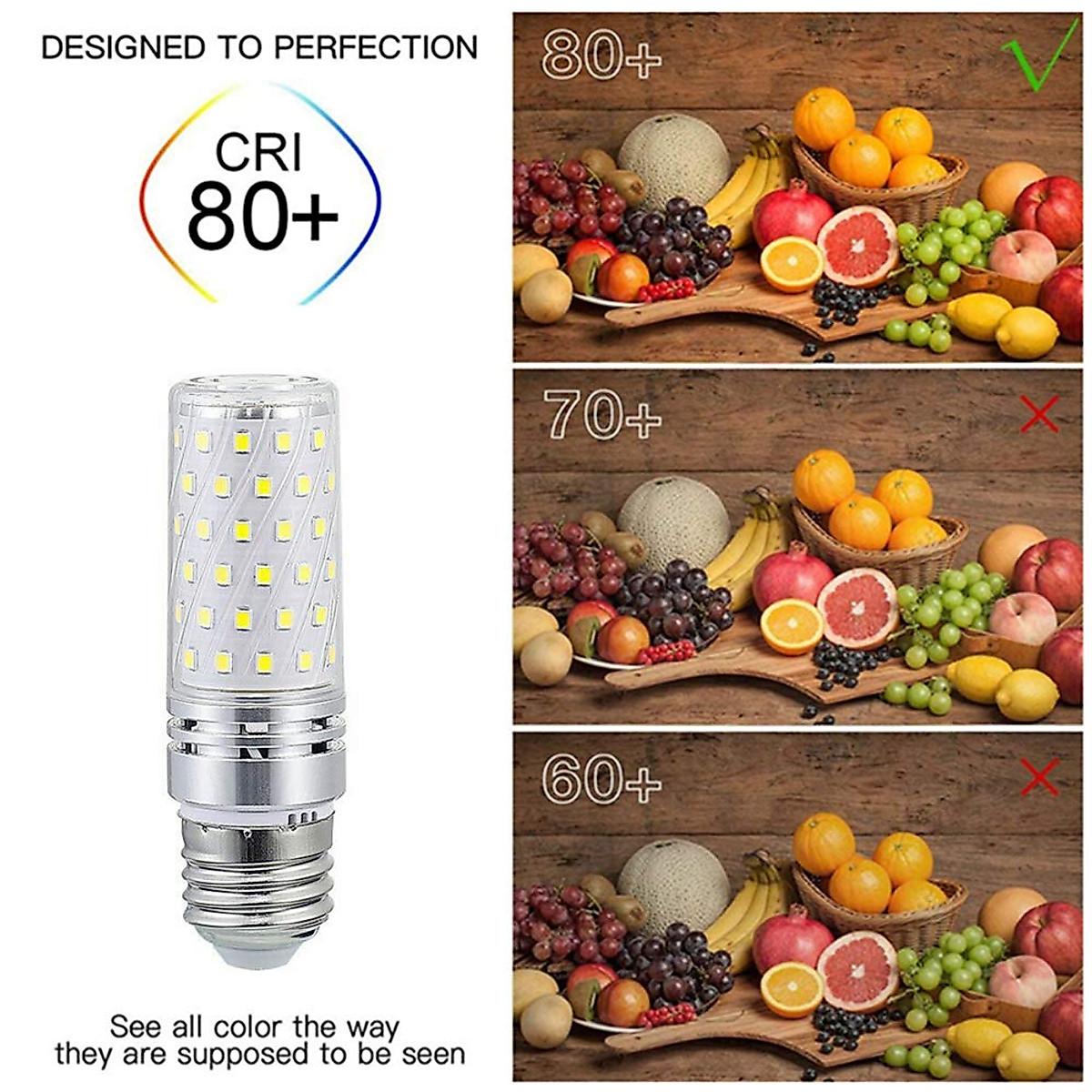 K JINGKELAI LED Candle Bulb, 15W Equivalent to 120W Incandescent, Cool White 6000K, 4 Pack, E26/E27 Medium Base, Non-Dimmable