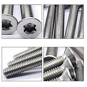M6-1.0×18mm 304 Stainless Steel Countersunk Head Torx Screws 20pcs, Full Thread Screws, Standard Torx Drive Head. (Size: M6x18mm)