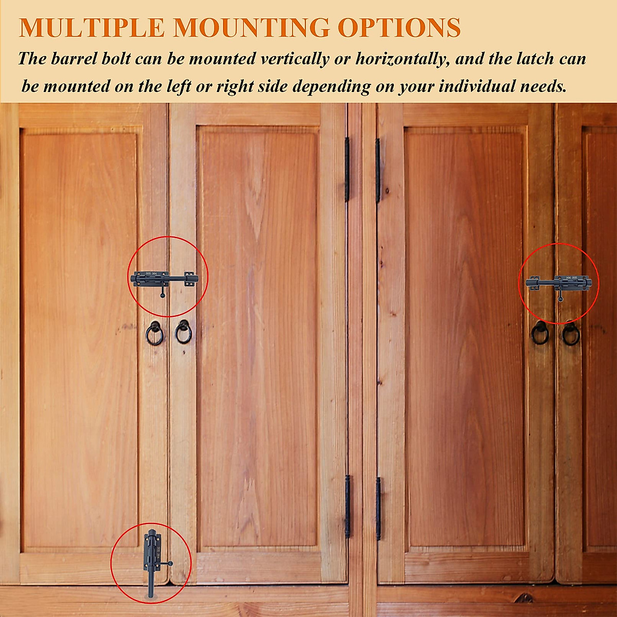 12in Slide Bolt Gate Latch 304 Stainless Steel Barrel Bolt Latch Heavy Duty Door Security Lock Thickened Door Latches Hardware with Mounting Screws for Barn Fence Shed Basement