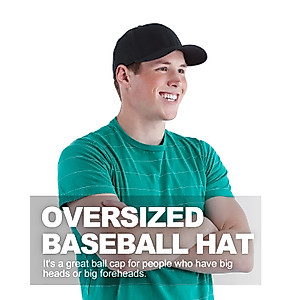 Zylioo XXL Oversized Ball Cap,Large High Crown Dad Cap for Big Heads,Structured Baseball Hats Adjustable 23.5"-25.2" Black
