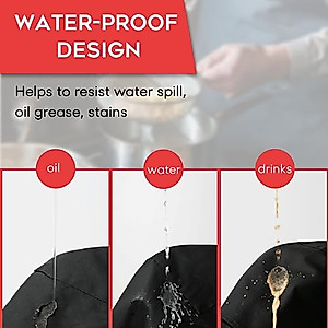 Comfyanno Aprons for men, 2 Pack 100% Cotton Mens Apron, Black Chef Kitchen Cooking Apron, Men Grilling BBQ Apron with 2 Pockets, Waterproof Man Apron for Gardening, Baking