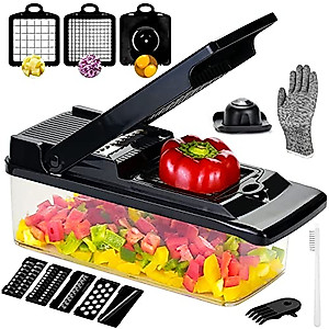 EOIBIS Vegetable Chopper, Pro Onion Chopper, 13-in-1 Mandoline Slicer professional food Chopper multifunctional Vegetable Chopper and Slicer, Dicing Machine, Kitchen Gadgets Sets with Container(Black)