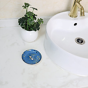 RUIMIC Ceramic Ring Dish Jewelry Tray,Bohemian/Boho Dandelion Decorative Organizer Trinket Dish with Golden,Home Decor Wedding Birthday Housewarming Gift for Her(Blue)