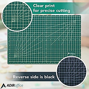 Adir Corp. Self Healing Cutting Mat - 18x24 Inches, 5 Layers Double Sided Cutting Mat for Crafts - Reversible Non-Slip Cutting Pad with Grid