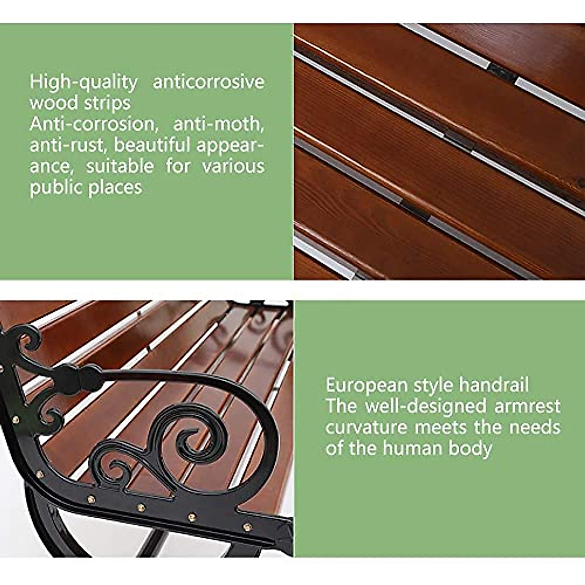Garden Benches , Patio Bench Park Bench Outdoor Conversation Couch, Outdoor Solid Wood Garden Bench, Anti- Corrosion Wood Cast Iron Frame Park Bench, Outdoor Porch Decorative Terrace Bench (Size : 120
