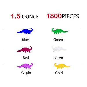 Dinosaur Confetti Metallic Foil Scatter for Dino Theme Birthday Party Celebrations Table Decoration Arts & Crafts DIY Little Kids, Boys, Children, Girl Party Favor 1.5 Ounce 1800 Pieces
