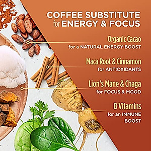 VitaCup Shroom Fuel, Mushroom Based Coffee Alternative Packets, Mushroom Coffee Substitute w/Cacao, Cinnamon, Chaga, Lions Mane, & Maca for Energy, Immune Support, & Focus, 24 ct