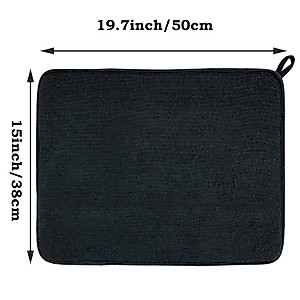 Dish Drying Mat for Kitchen Counter,Absorbent Drain Mats with Mircofiber,Dish Drying Pad,Double-Sided Use Dish Drainer Mat,19"x15",2 Pack,Dark Gray