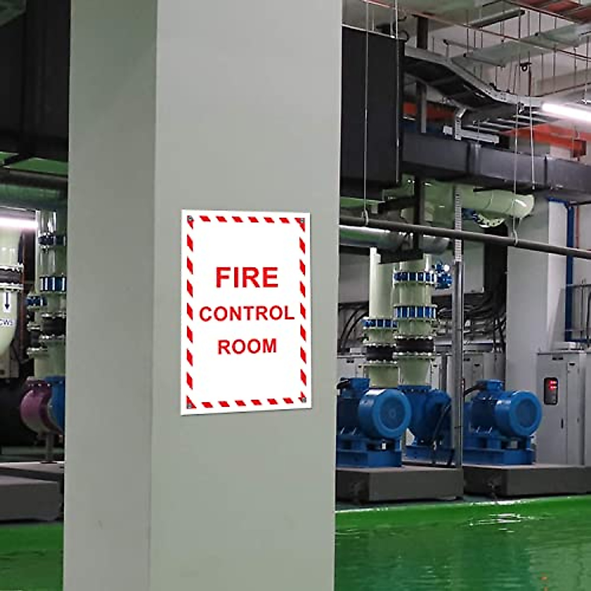 BannerBuzz Fire Control Room Sign with Graphic Aluminum Metal Safety Compliance Sign (24" W X 36" H)