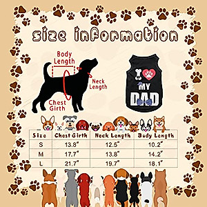Cute Dog Shirt for Small Dogs Girl Cotton Dog T Shirts for Medium Dogs Funny Heart Embroidery I Love My Dad Patterns Breathable Puppy Tank Top Vest Tee Sleevless Black,Dog Gifts for Dog Father