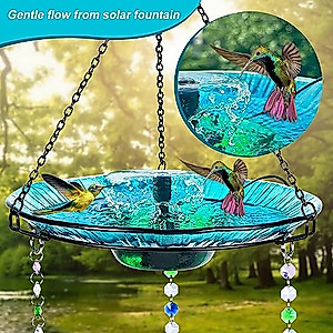 Headak Life Hummingbird Feeder and Bird Bath for Outdoors 2-in-1 for Small Birds - Hummingbird Bath Fountain with 3 Red Feeder Pots - Hanging Solar Bird Bath Fountains