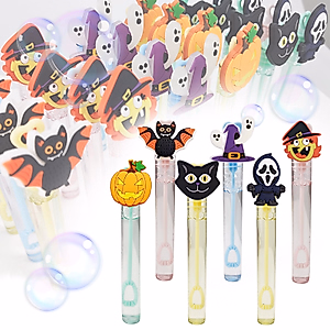 24 Piece Halloween Bubble Wand for Kids(6 Style),Cute Bubble Wand Great for Halloween Party Favors,Pinata Suffer,Halloween Goodie Bags Filler,School Classroom Prizes, (Halloween)