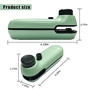 Buddeez Mini Sealer and Cutter, Upgraded 2-in-1 Hand-Held Tthermal Vacuum Sealer, USB Rechargeable, Portable Sealer Kitchen Gadget (Green)