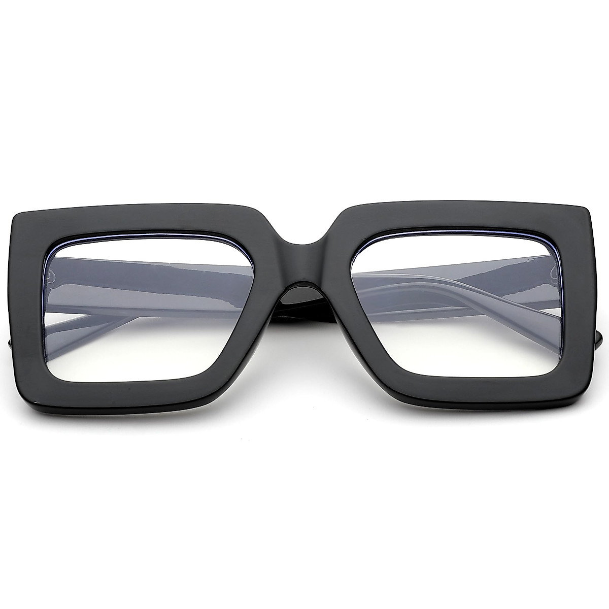 Melpomenia Oversized Blue Light Glasses for Women Fashion Big Frame Glasses Non-Prescription Eyewear(Black)