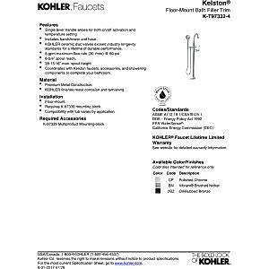 Bathtub Faucet by KOHLER, Bath Faucet with Hand Shower, Freestanding, Kelston Collection, Brushed Nickel, K-T97332-4-BN