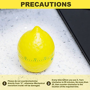 Kitchen Timer,60 Minutes Cooking Timer, Cute Craft Lemon Classroom Timer with 360° Rotating Countdown, Durable Mechanical Lemon Reminder, Kitchen Timer Clock for Kids Teachers Adults