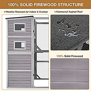 Cat House Outdoor Cat Enclosures 77" Large Catio with Run Cat Cage with Platforms Kitty Playpen,4 Tiers