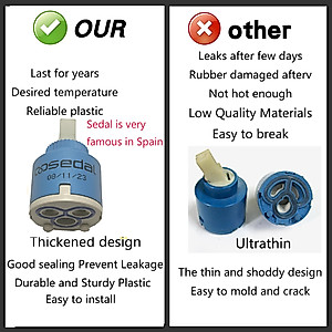 QLXAQLX SEDAL Diameter 35mm Ceramic Faucet Cartridge Replacement for Single Handle Kitchen Basin Shower Faucet Part,Ceramic Disc Single Handle Faucet Cartridge Replacement 1.38 / 35mm Diameter (1Pack)