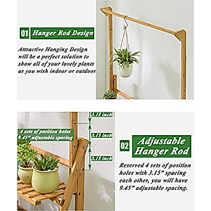 COPREE Bamboo 3-Tier Hanging Plant Stand Planter Shelves Flower Pot Organizer Rack Folding Display Shelving Plants Shelf Unit Holder