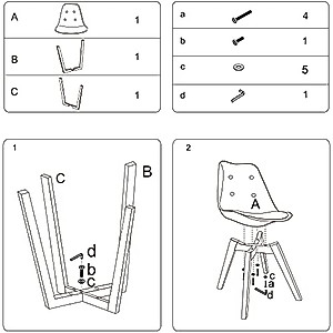 CangLong Mid Century Fabric Upholstered Dining Chair with Solid Wood Legs for Kitchen, Dining, Living, Guest, Bed Room Side Chair, Set of 2, Gray