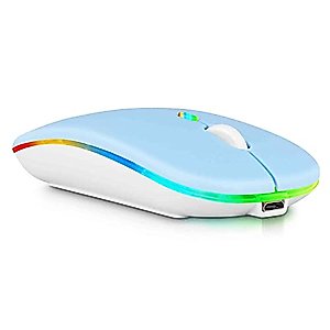 UrbanX 2.4GHz & Bluetooth Mouse, Rechargeable Wireless Mouse for iPad Pro 12.9 (2017) Bluetooth Wireless Mouse for Laptop/PC/Mac/Computer/Tablet/Android RGB LED Sky Blue