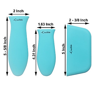 Silicone Hot Handle Holders, Potholders (5-Pack Mix Turquoise) for Cast Iron Skillets, Pans, Frying Pans & Griddles, Metal and Aluminum Cookware Handles - Sleeve Grip, Handle Cover