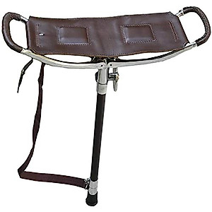 Adjustable Antique Brown Shooting Stick | Very Durable Big Size Leather Seat Folding Chairs | Polo Fishing Golf Seat Stick | Lightweight Hiking Walking Sticks
