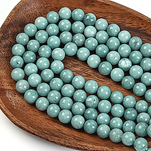 60pcs 6mm Natural Gemstone Beads Burmese Jade Beads Round Loose Beads for Jewelry Making with Crystal Stretch Cord