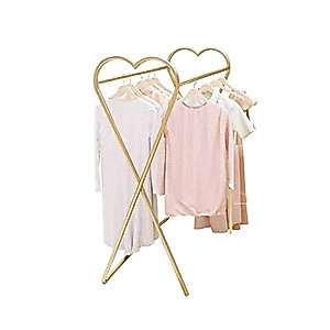 XYYXDD Dress Display Stand,Iron Art Heart-Shaped Women's Shop Window Display Stand Floor-Standing Parallel Bars Clothes Rail/Gold/150 * 120Cm